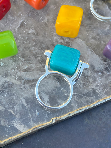Interchangeable Sterling Glass Bead Ring – Studio BB Designs